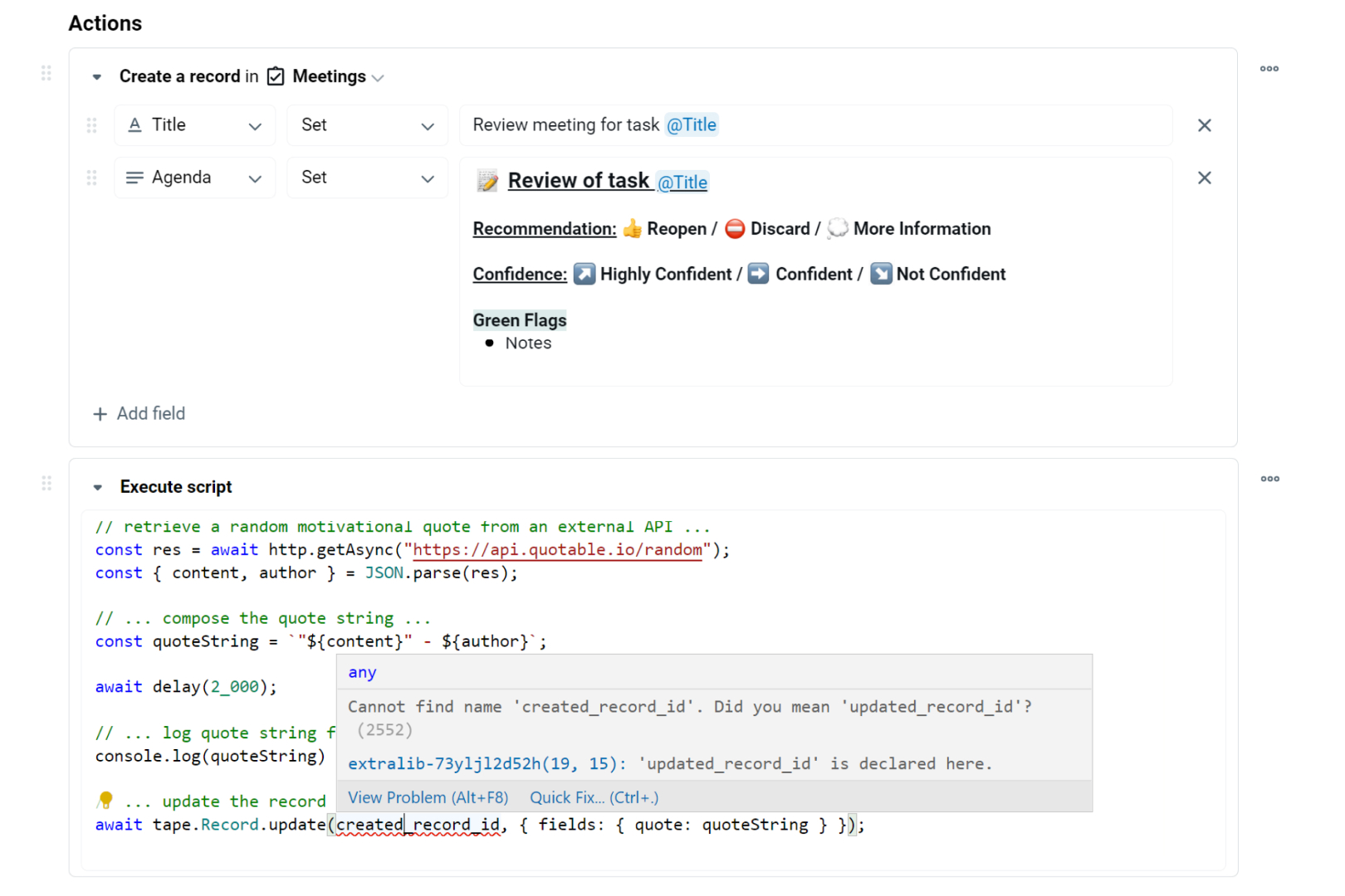 Workflow Automations – Tape